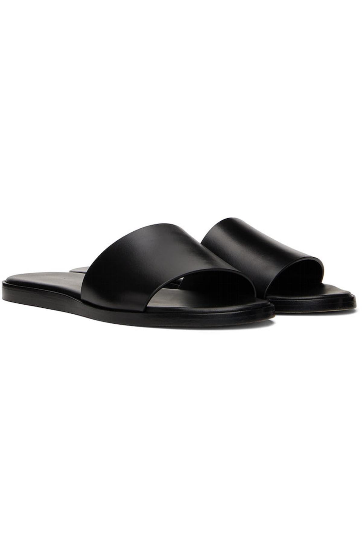 Common Projects Leather Slides - Black | Garmentory