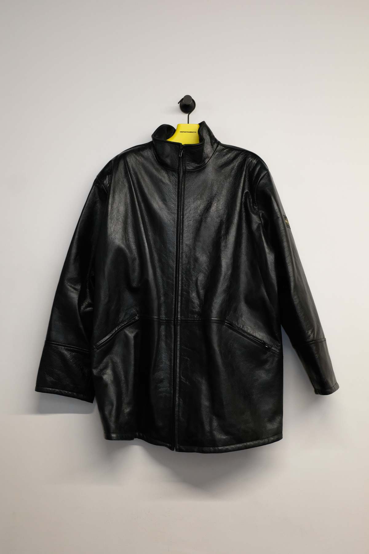 Martine Rose Distressed Diaper Leather Hanging Jacket - Petrol | Garmentory