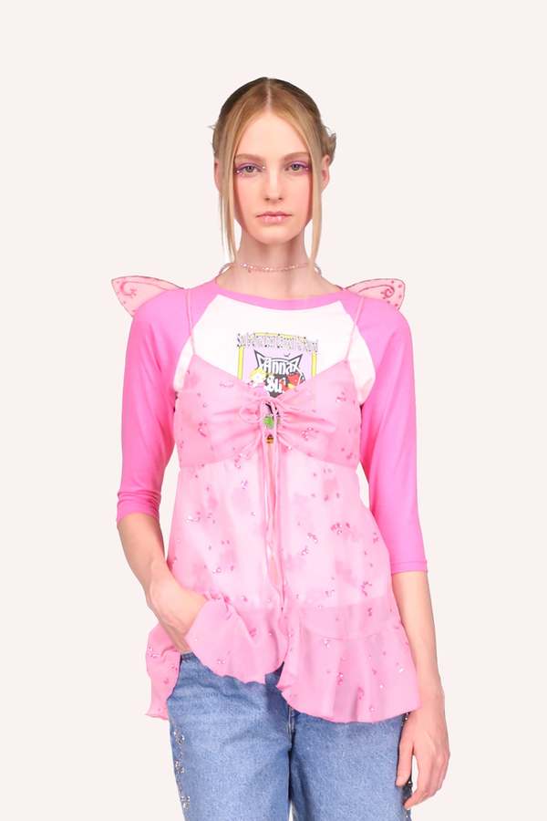 Anna Sui Flock Crinkle Chiffon Tank - Pink Multi | Garmentory