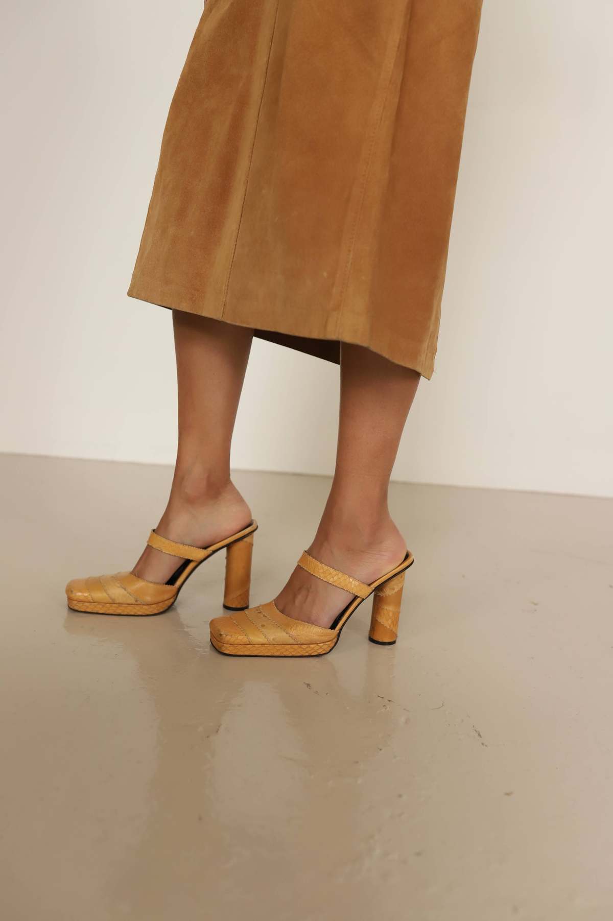 Vintage Gianni Versace Platform Heels - Tan | Garmentory