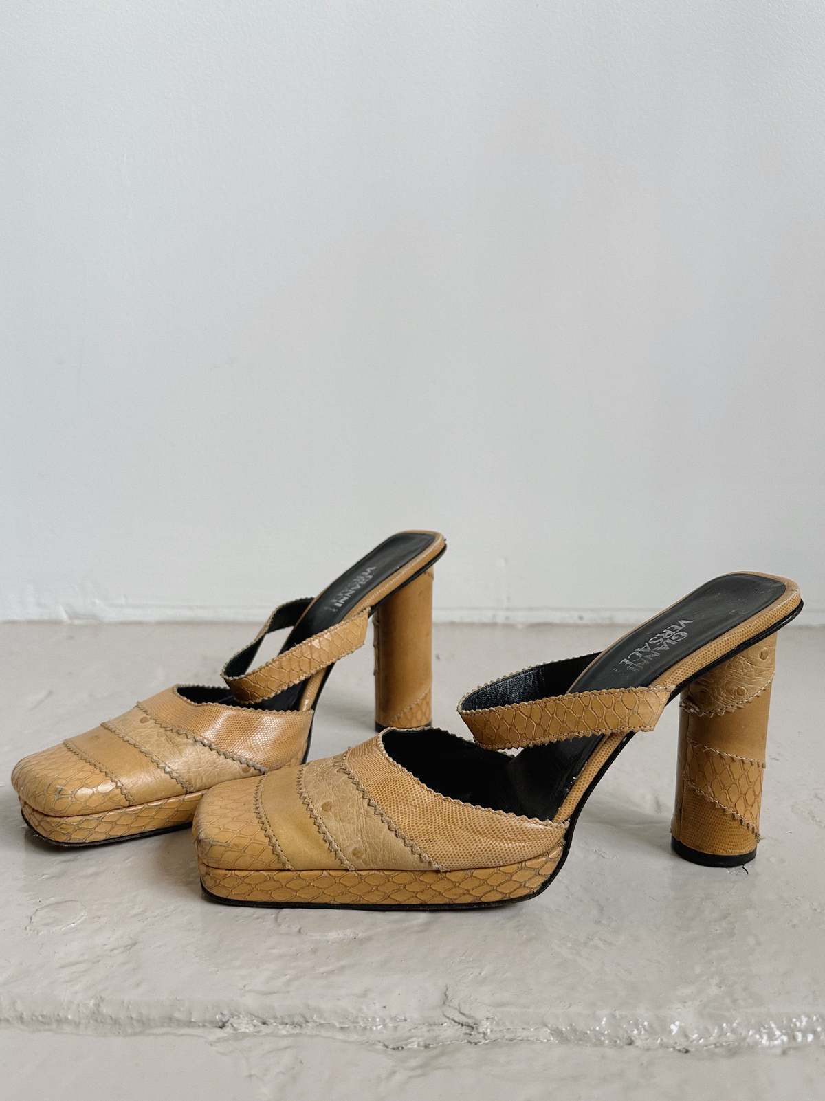 Vintage Gianni Versace Platform Heels - Tan | Garmentory