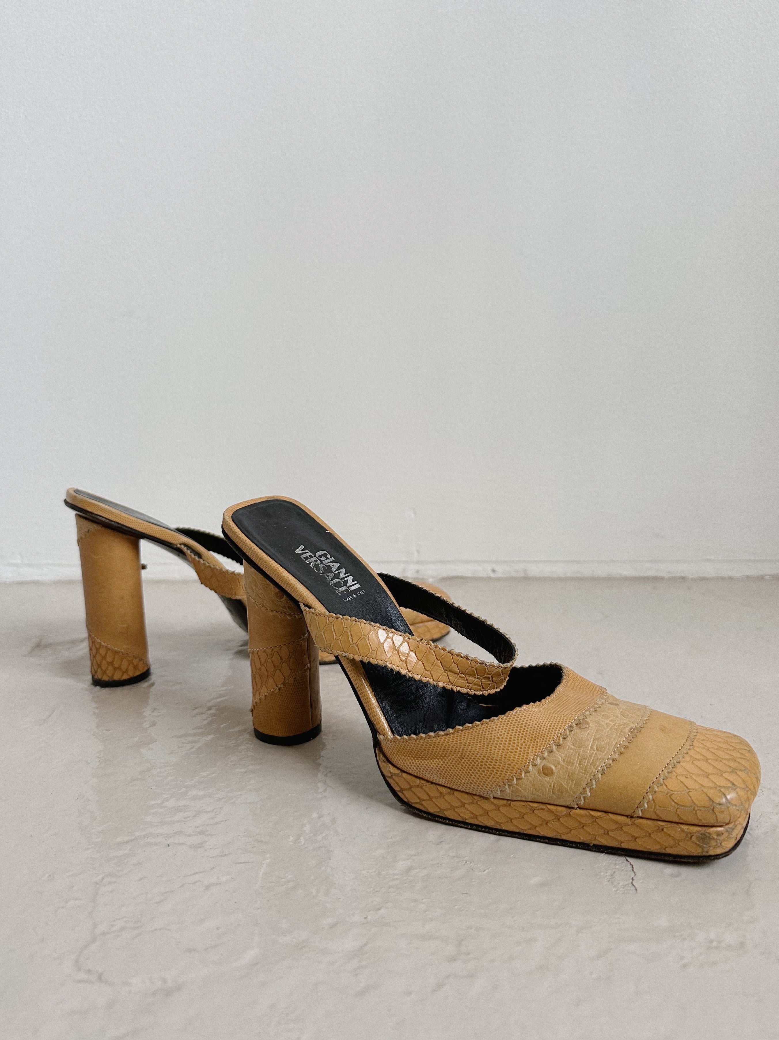 Vintage Gianni Versace Platform Heels - Tan | Garmentory