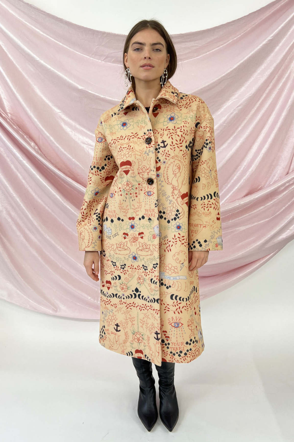 Dauphinette Melton Coat - Tattoo You | Garmentory