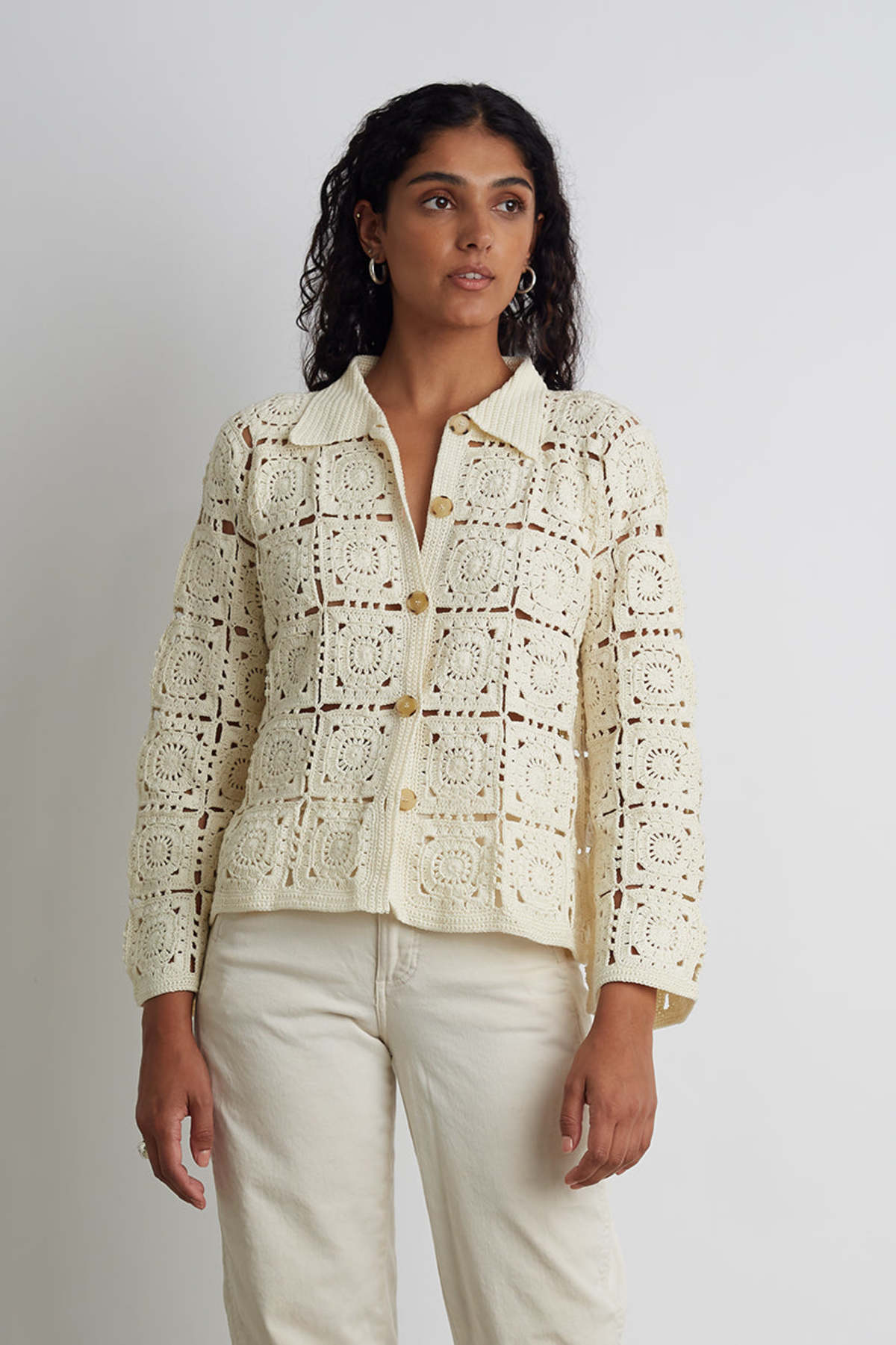 ELEVEN SIX Tasha Crochet Jacket (Longer) - White | Garmentory