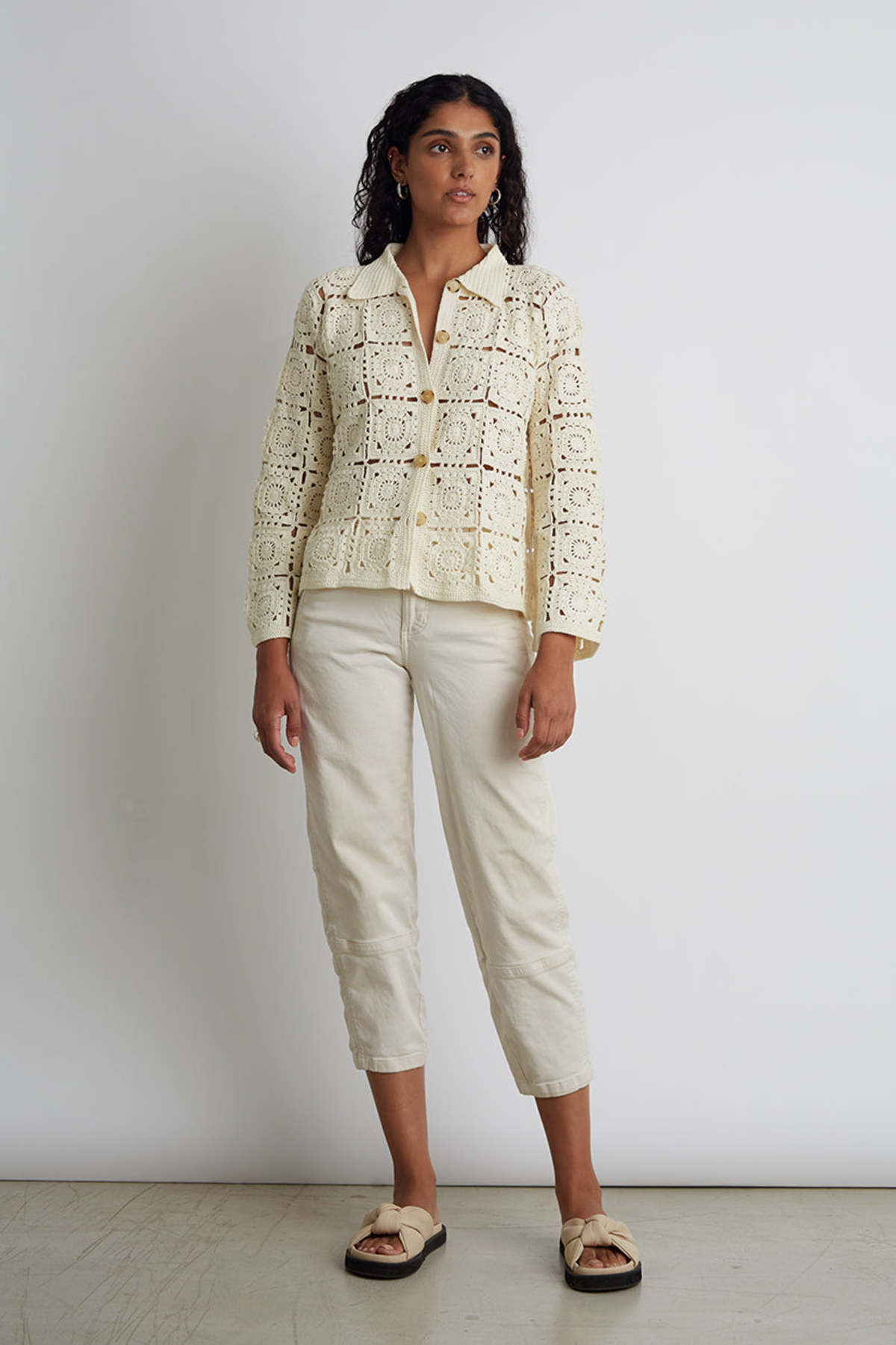 ELEVEN SIX Tasha Crochet Jacket (Longer) - White | Garmentory