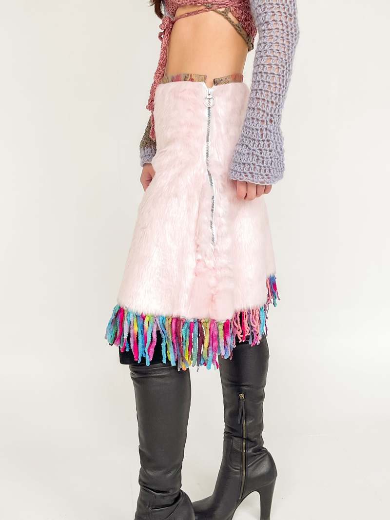 Jrat Fuzzy Fringe Skirt - Pink | Garmentory