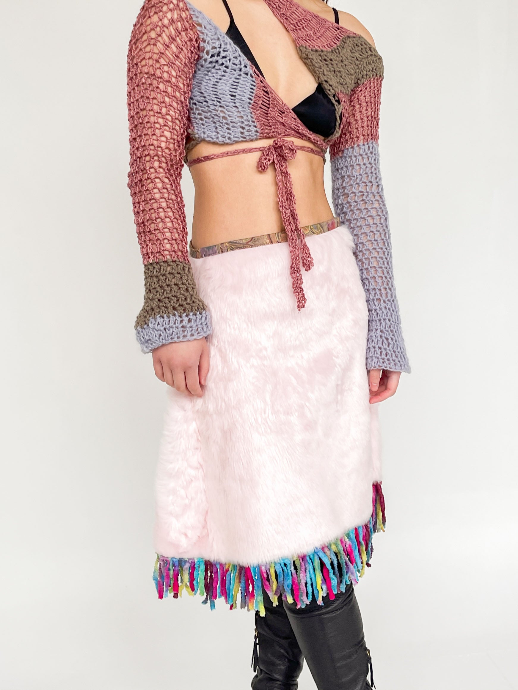 Jrat Fuzzy Fringe Skirt - Pink | Garmentory