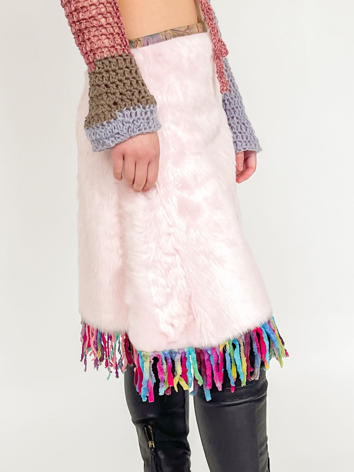 Jrat Fuzzy Fringe Skirt - Pink | Garmentory