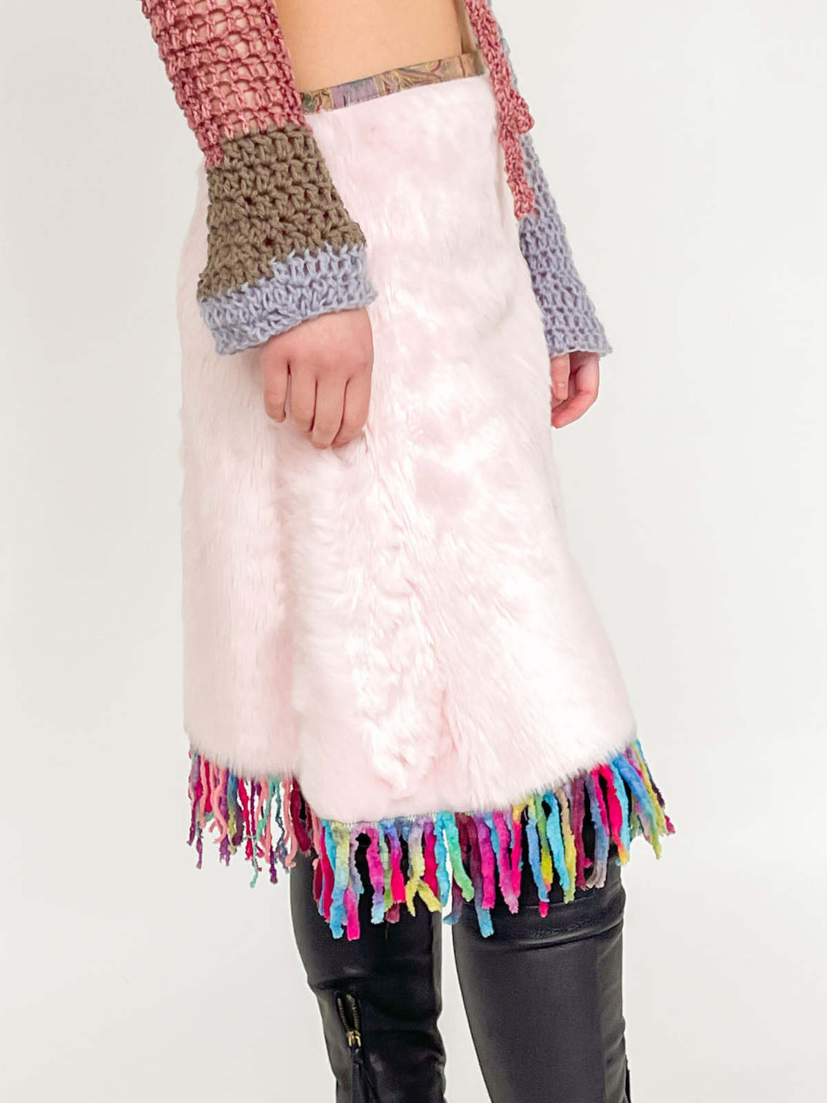 Jrat Fuzzy Fringe Skirt - Pink | Garmentory