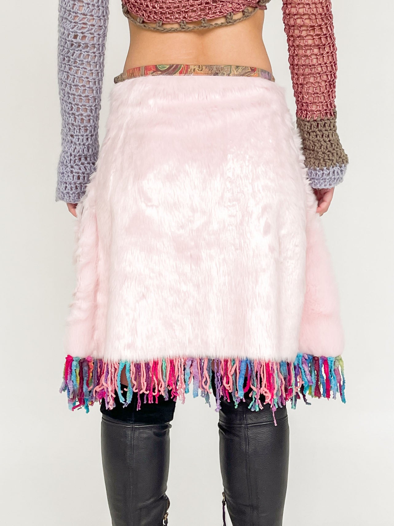 Jrat Fuzzy Fringe Skirt - Pink | Garmentory