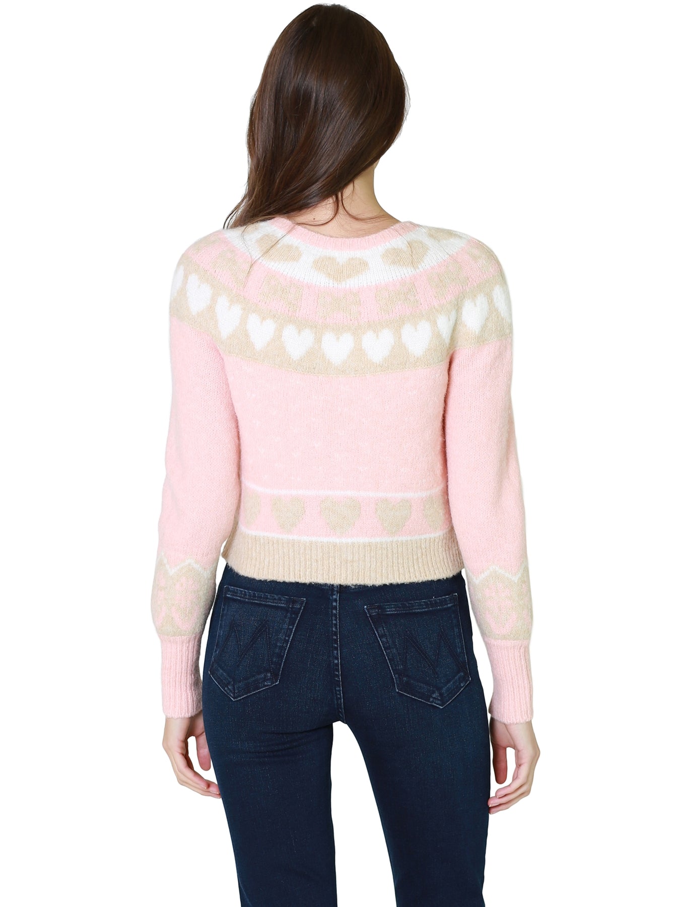 LoveShackFancy Dimples Pink Heart Crop Cardigan - Champagne Toast ...