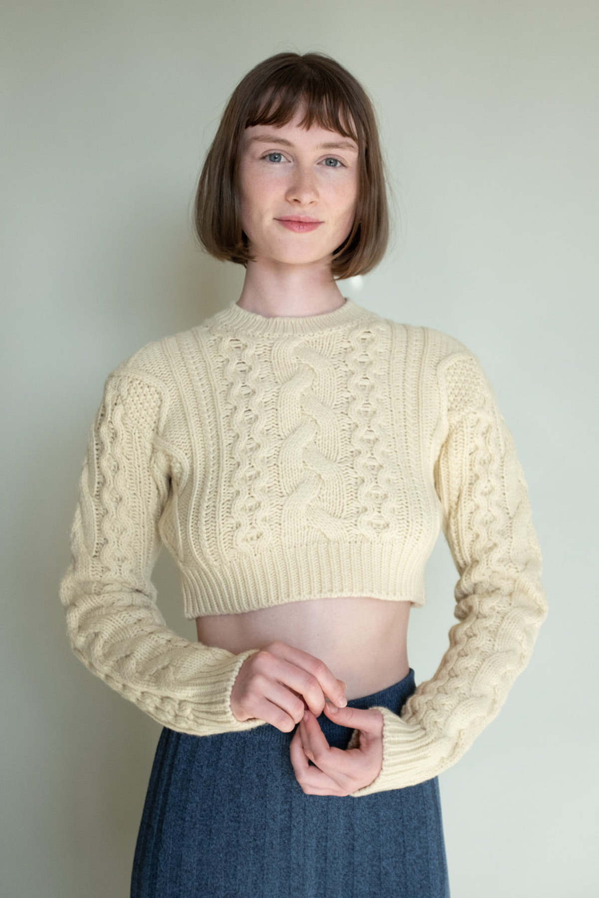 Crop Cable Knit Top | Garmentory