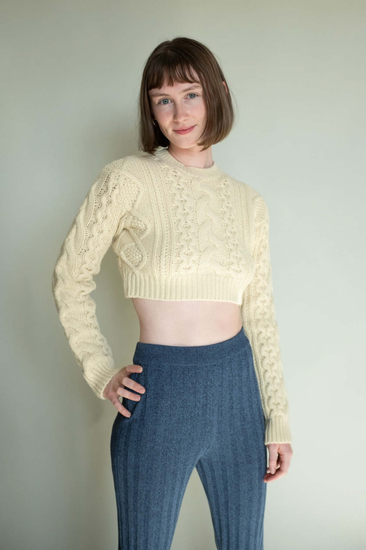Crop Cable Knit Top | Garmentory