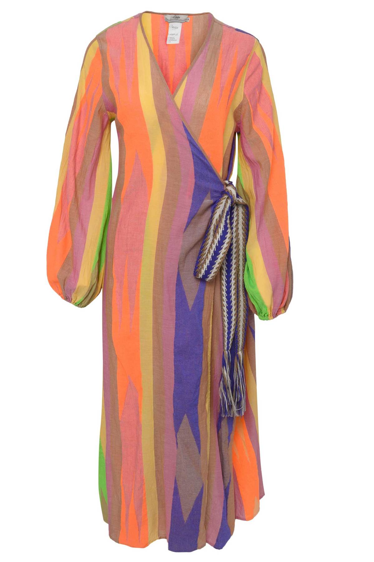 Devotion Twins Wrap Chrysolithos Dress - Beige/Blue Stripe | Garmentory