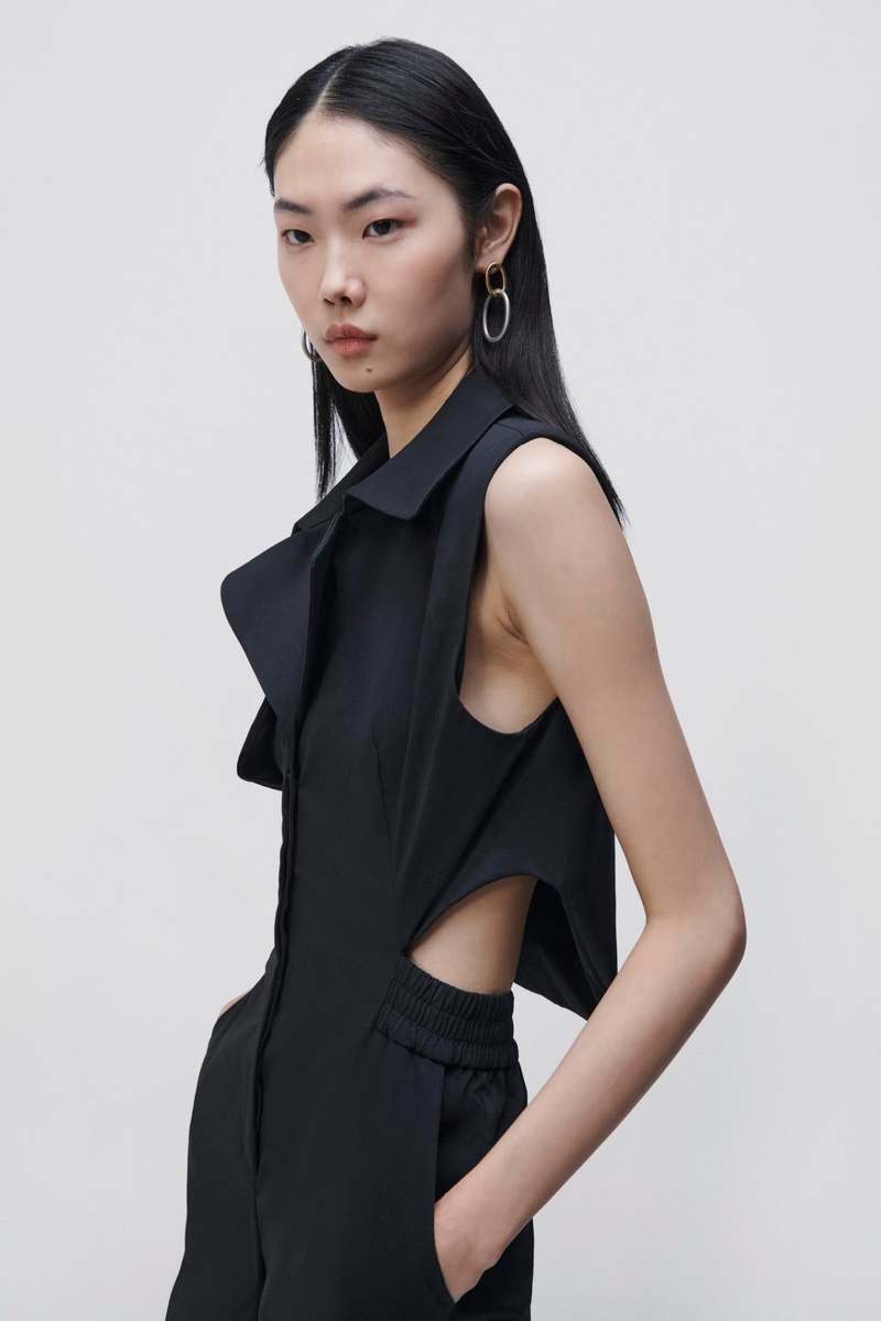 The Fold Jonathan Simkhai Rayley Trench Jumpsuit - Black | Garmentory