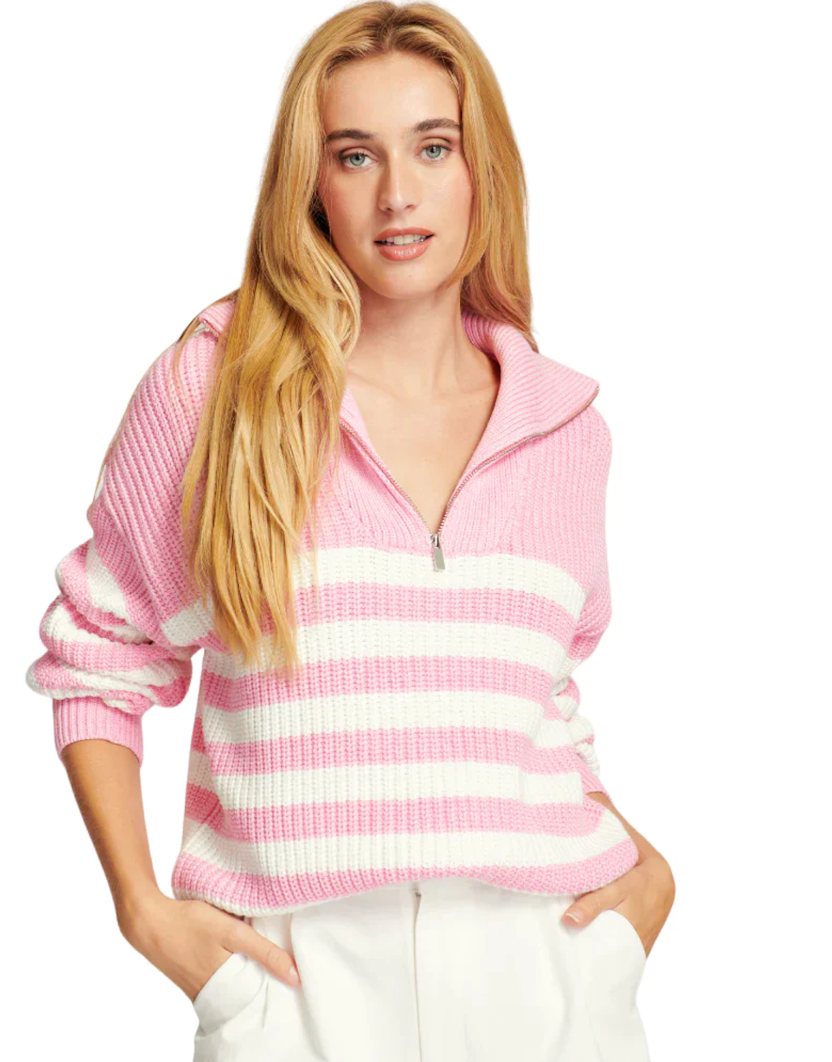 Line The Label Chanel Quarter Zip - Candy Floss | Garmentory