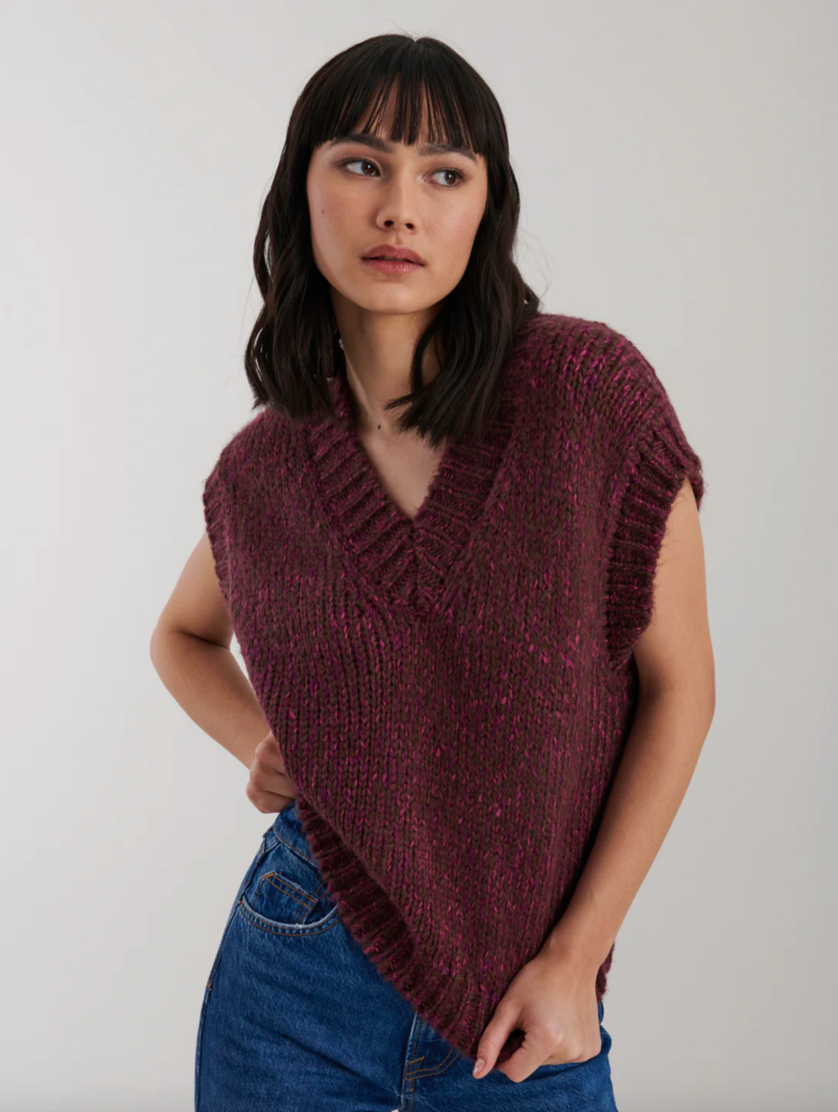 John + Jenn Clive Sweater Vest - Choco Raspberry | Garmentory