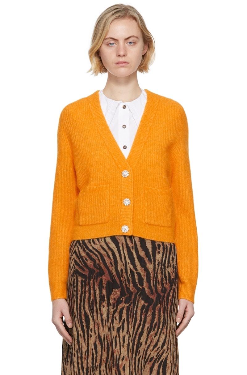 GANNI Soft Wool Cardigan - 284 Bright Marigold | Garmentory