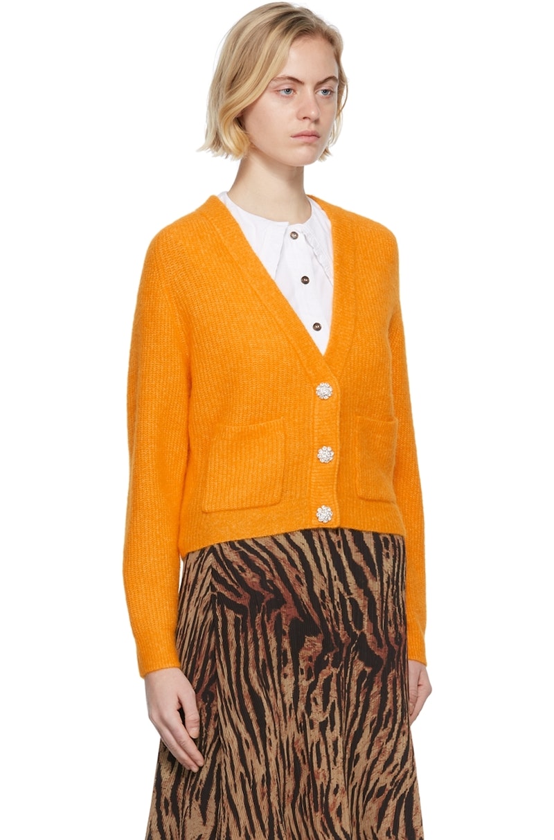 GANNI Soft Wool Cardigan - 284 Bright Marigold | Garmentory