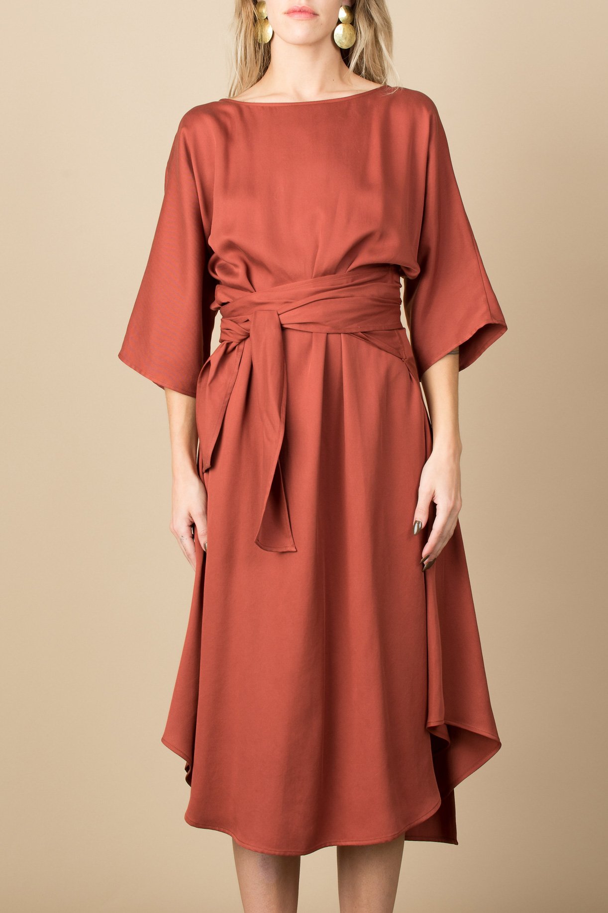 Hackwith Design House Reversible Wrap Dress In Rust | Garmentory