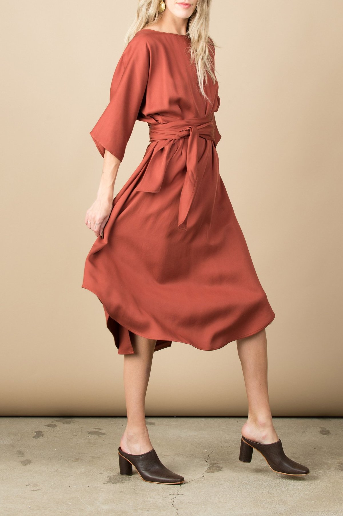 Hackwith Design House Reversible Wrap Dress In Rust | Garmentory