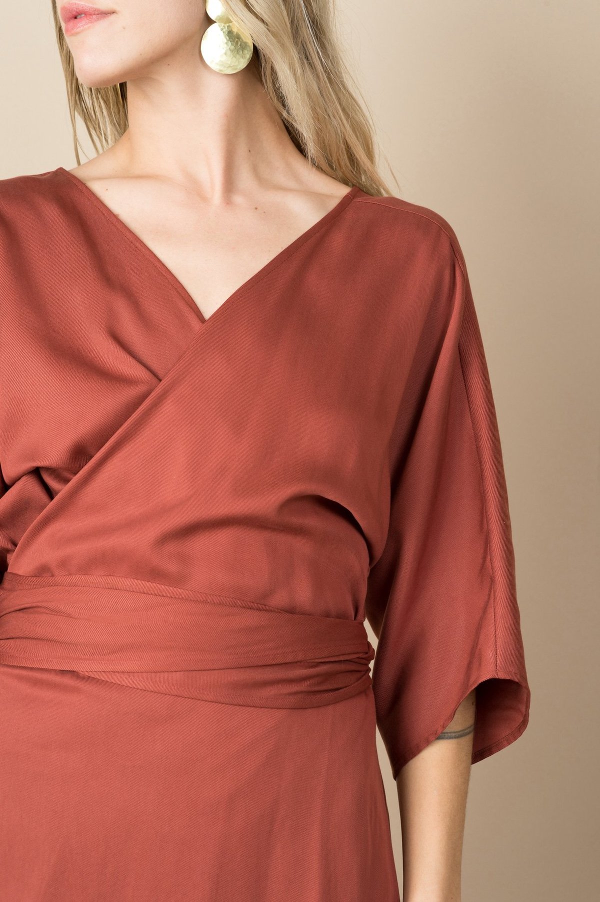 Hackwith Design House Reversible Wrap Dress In Rust | Garmentory