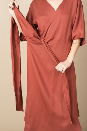 Hackwith Design House Reversible Wrap Dress In Rust | Garmentory