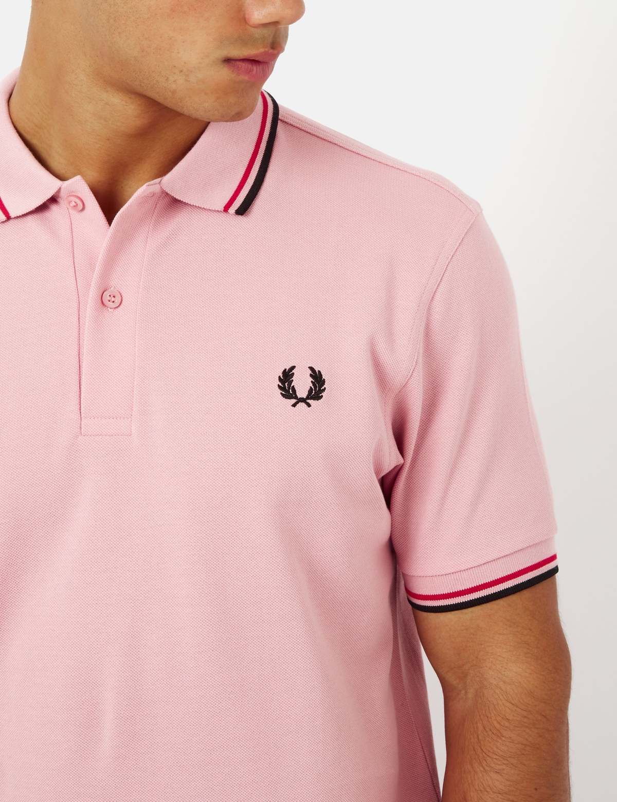 Fred Perry Twin Tipped Polo Shirt - Chalk Pink/Washed Red | Garmentory