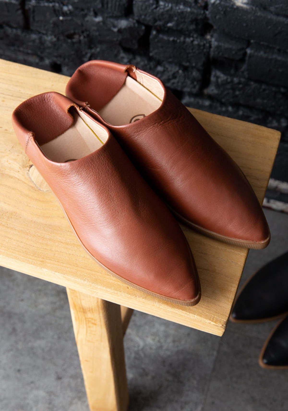 Babos Redwood Leather Babouche Shoes - Brown | Garmentory