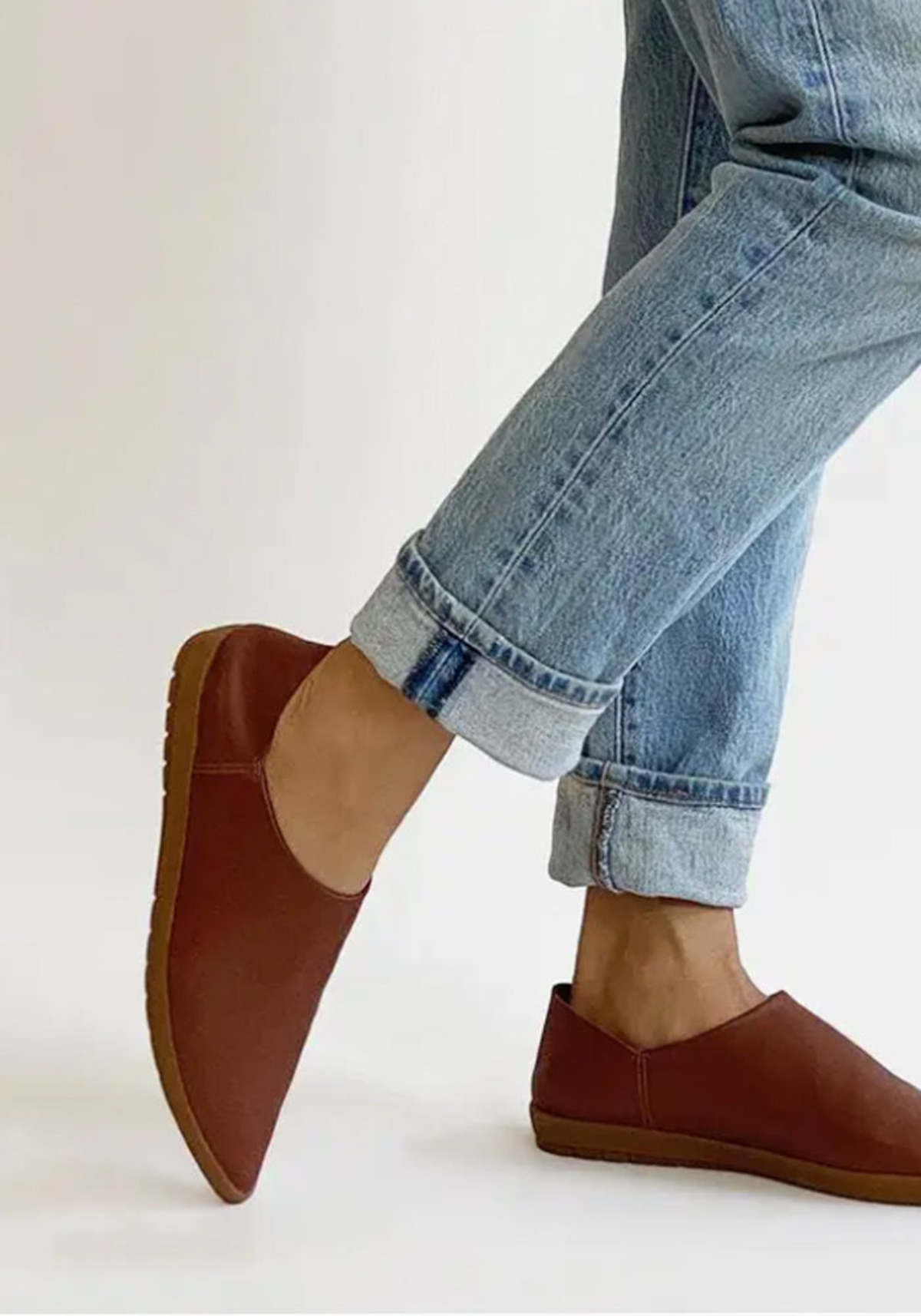 Babos Redwood Leather Babouche Shoes - Brown | Garmentory
