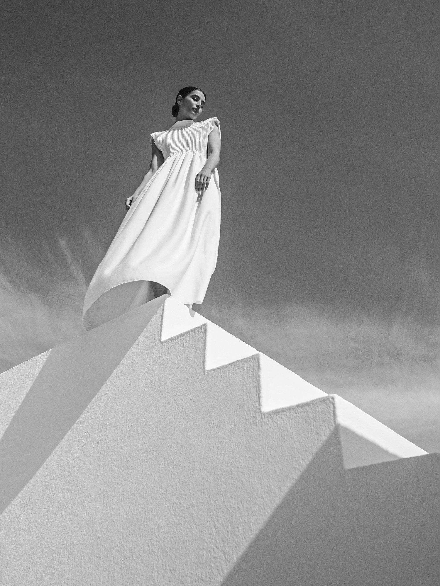 K M by L A N G E Kramatorsk Cold Wool Dress - Cream | Garmentory