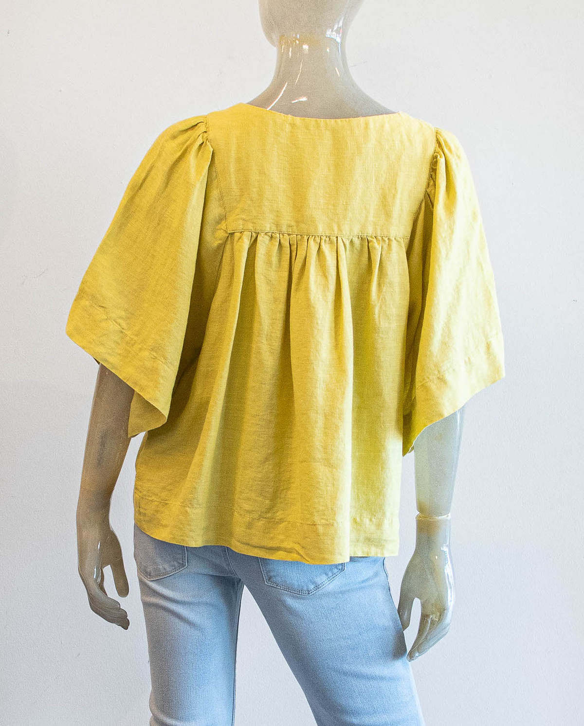 Yuvita Yoke Front Linen Peasant Blouse | Garmentory