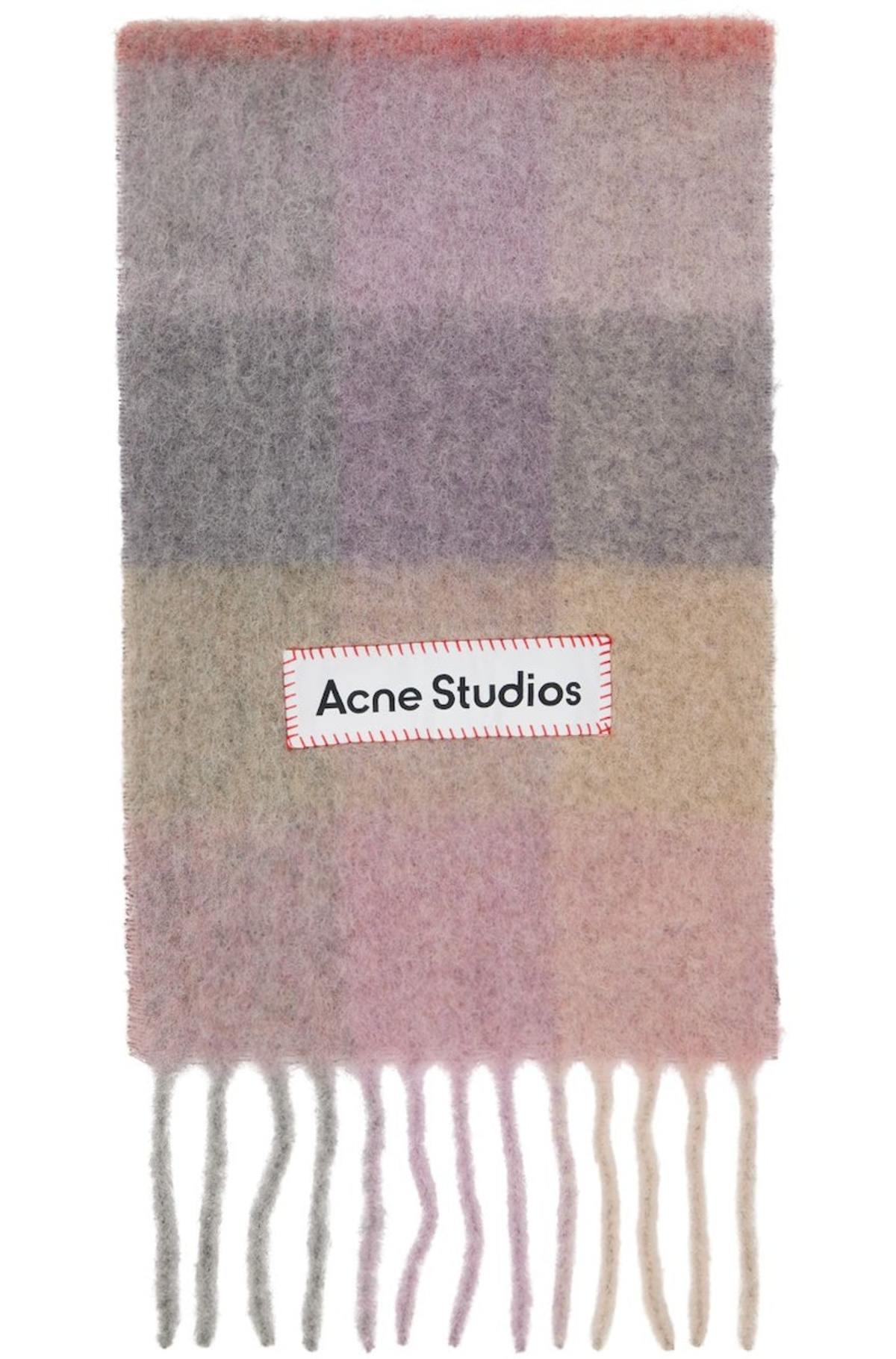 Acne Studios Gray & Pink Check Scarf | Garmentory