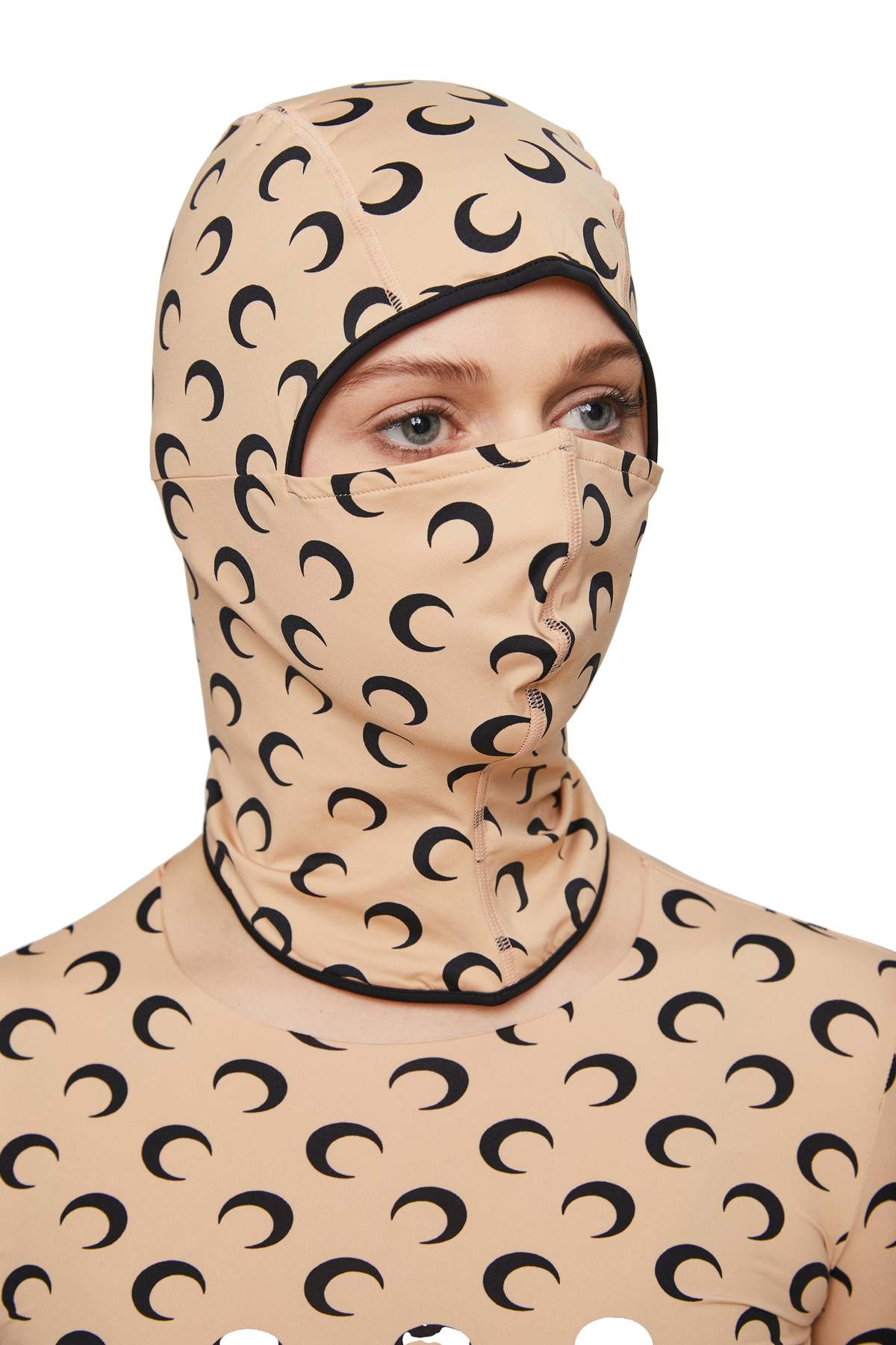 MARINE SERRE REGENERATED ALL OVER MOON BALACLAVA - PRINT/TAN | Garmentory