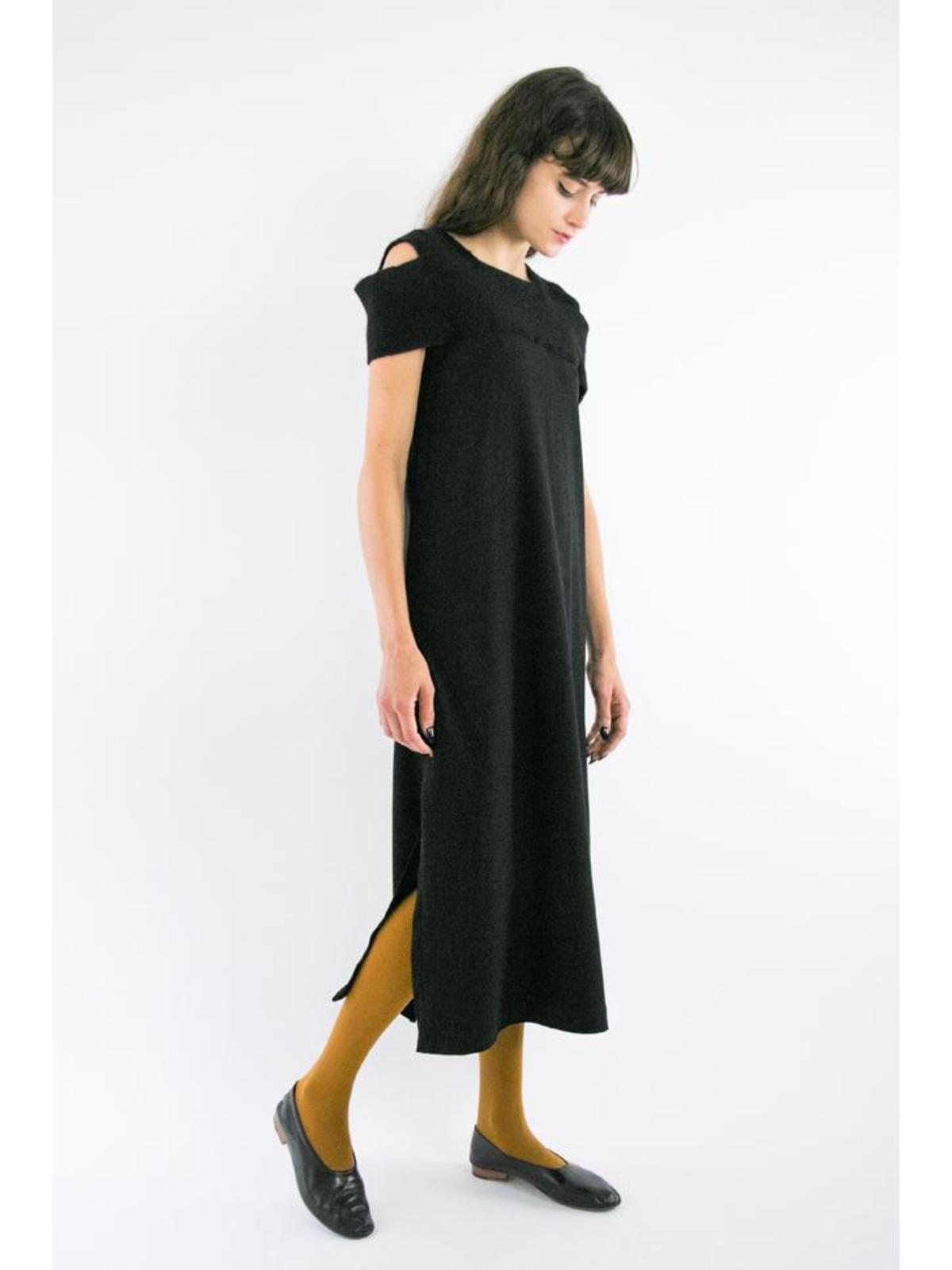 Correll Correll Two Two Knit Collar Dress - Black | Garmentory