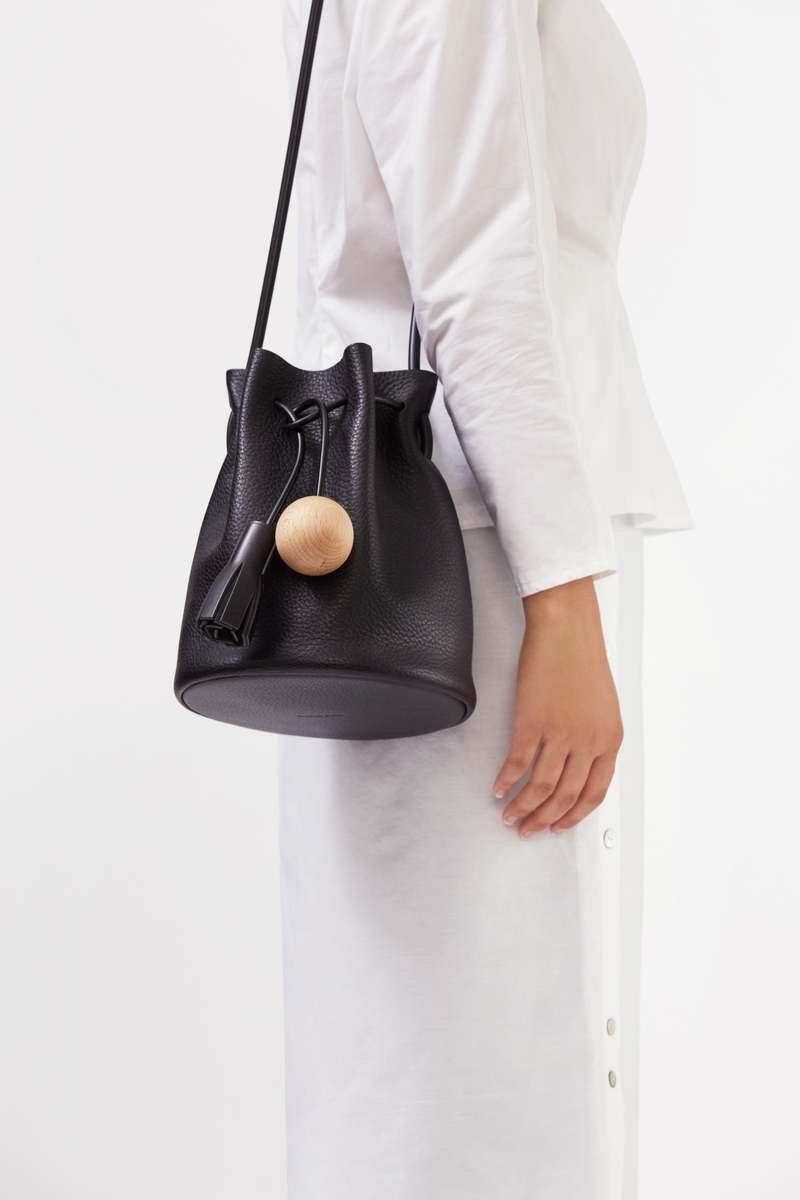 Building Block Mini Bucket Bag - Pebbled Black | Garmentory