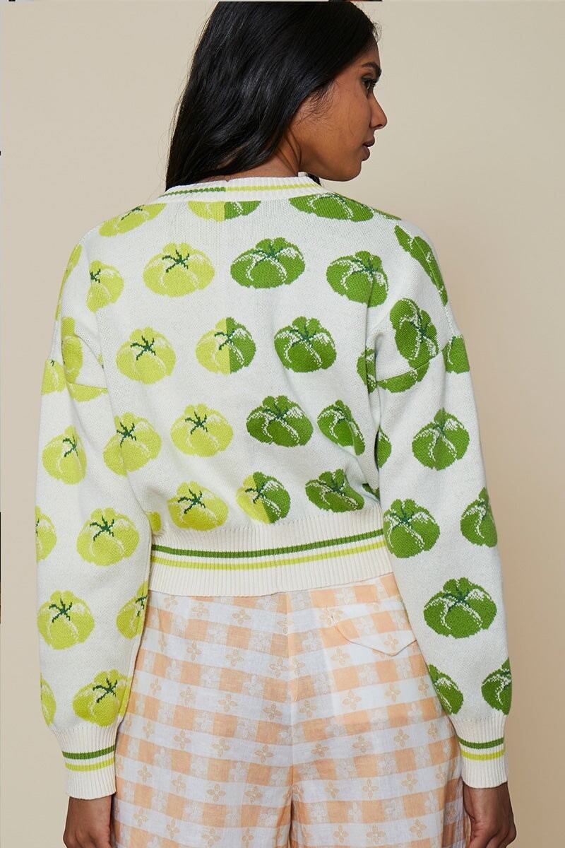 Rachel Antonoff Ana Cardigan - Linocut Tomatoes | Garmentory