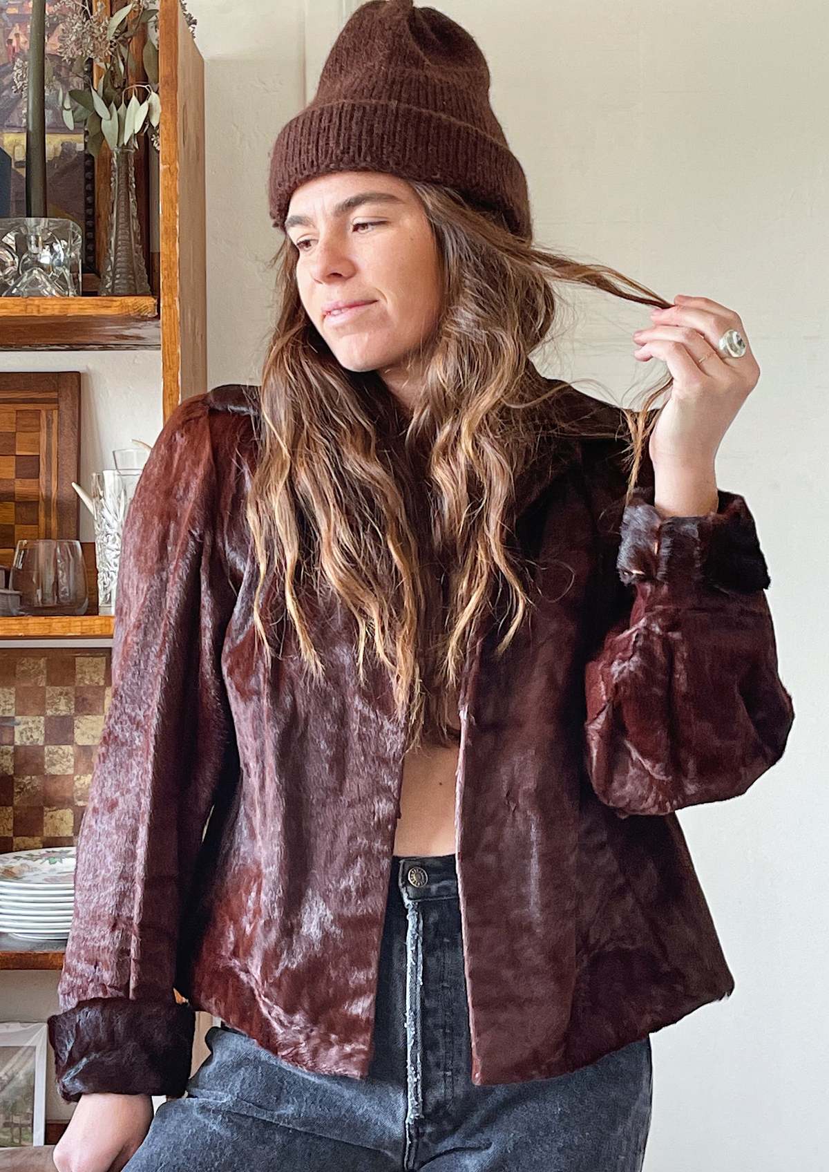 Calf Fur Coat - Brown | Garmentory