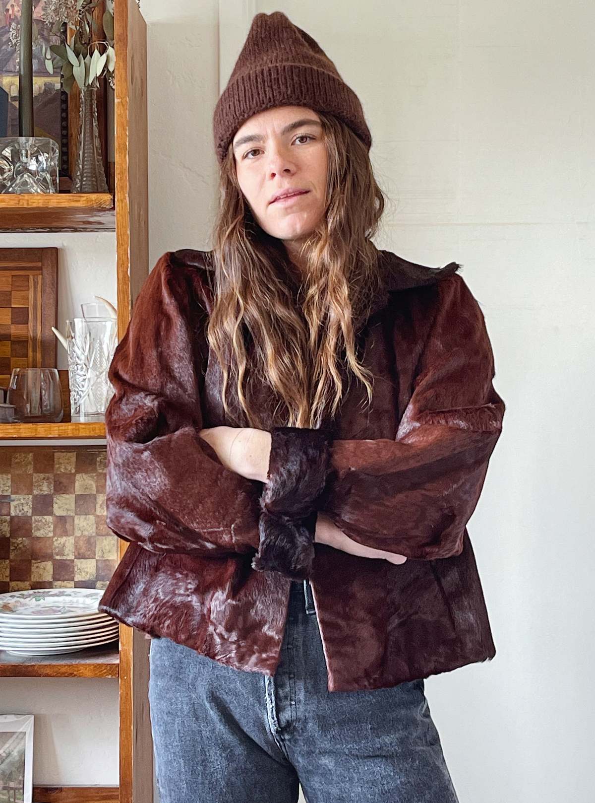 Calf Fur Coat - Brown | Garmentory