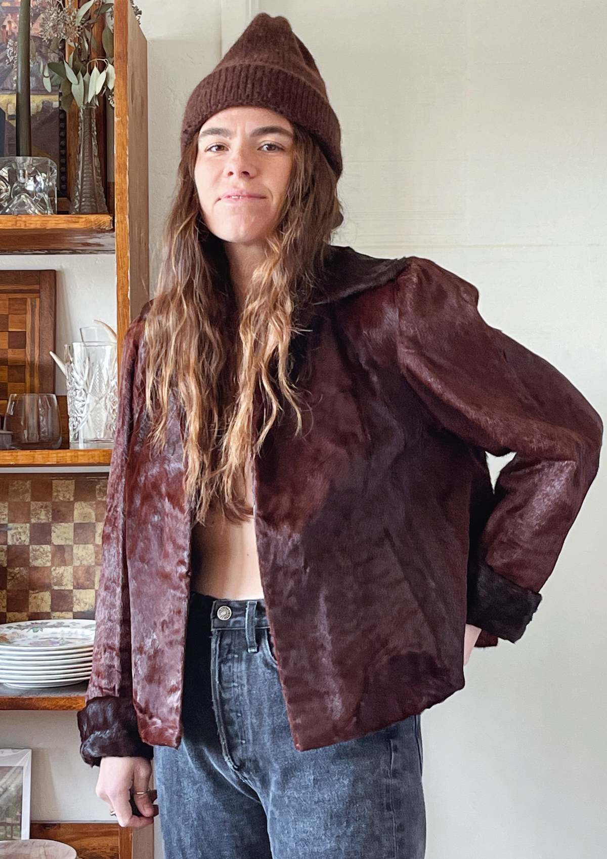 Calf Fur Coat - Brown | Garmentory