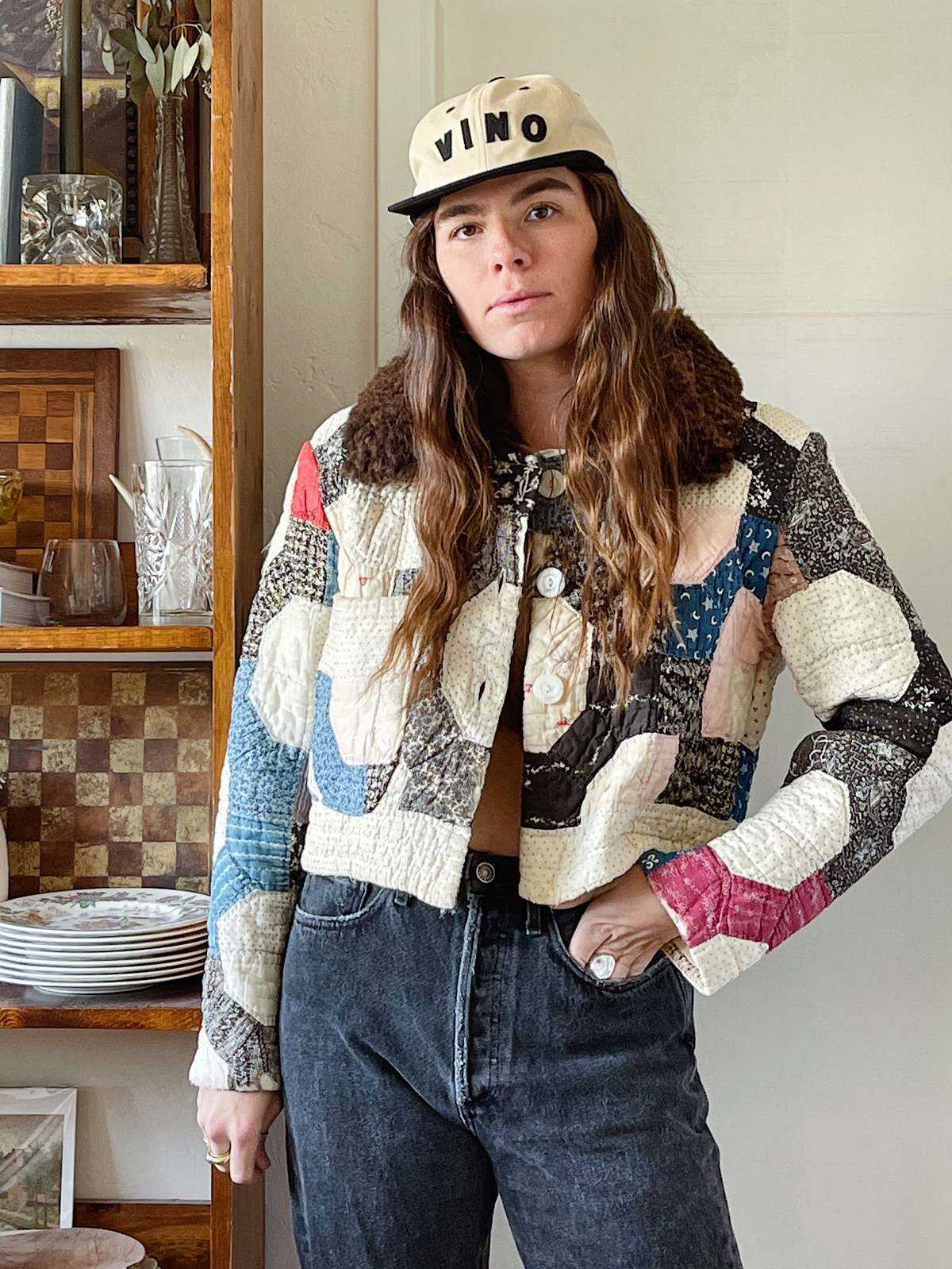 1800s Shearling Quilt Crop - Calico | Garmentory