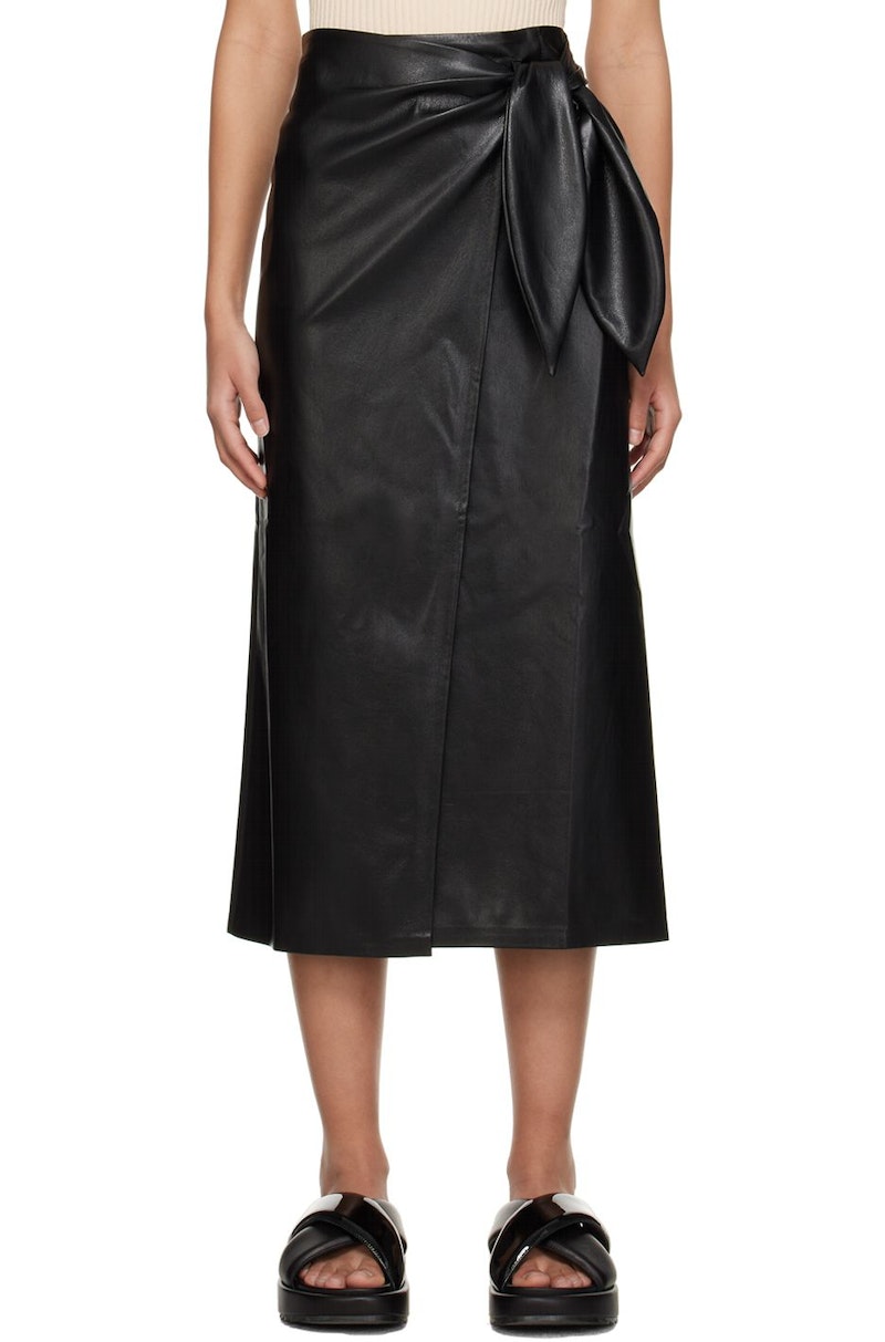Nanushka Amas Vegan Leather Midi Skirt - Black | Garmentory