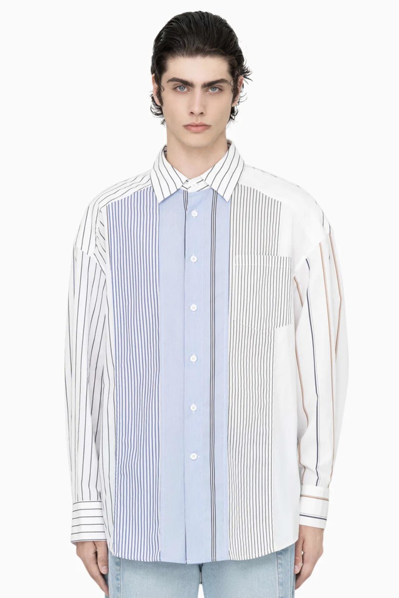 Feng Chen Wang Multi Striped Shirt - White/Blue | Garmentory