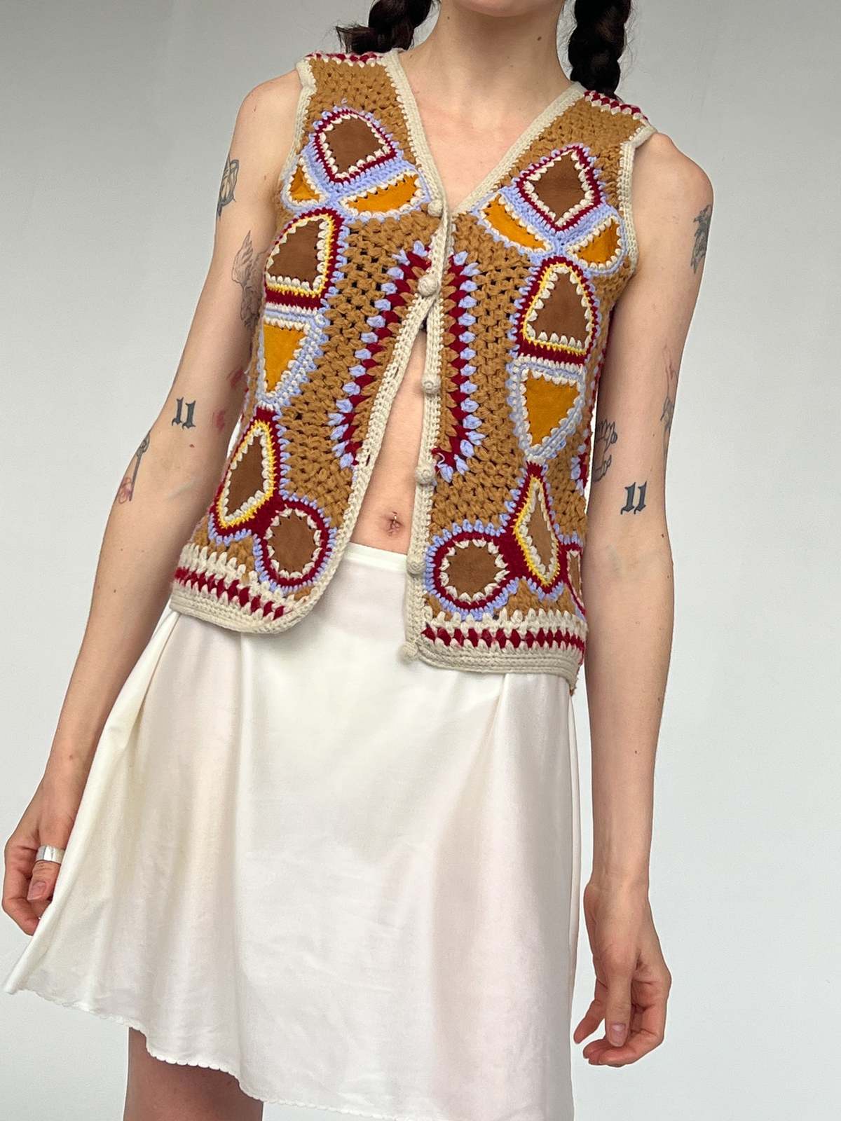 Vintage Crocheted Vest - Mustard | Garmentory