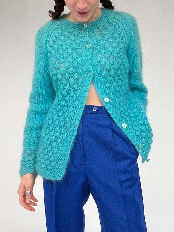Vintage Mohair Cardigan - Sea Blue | Garmentory