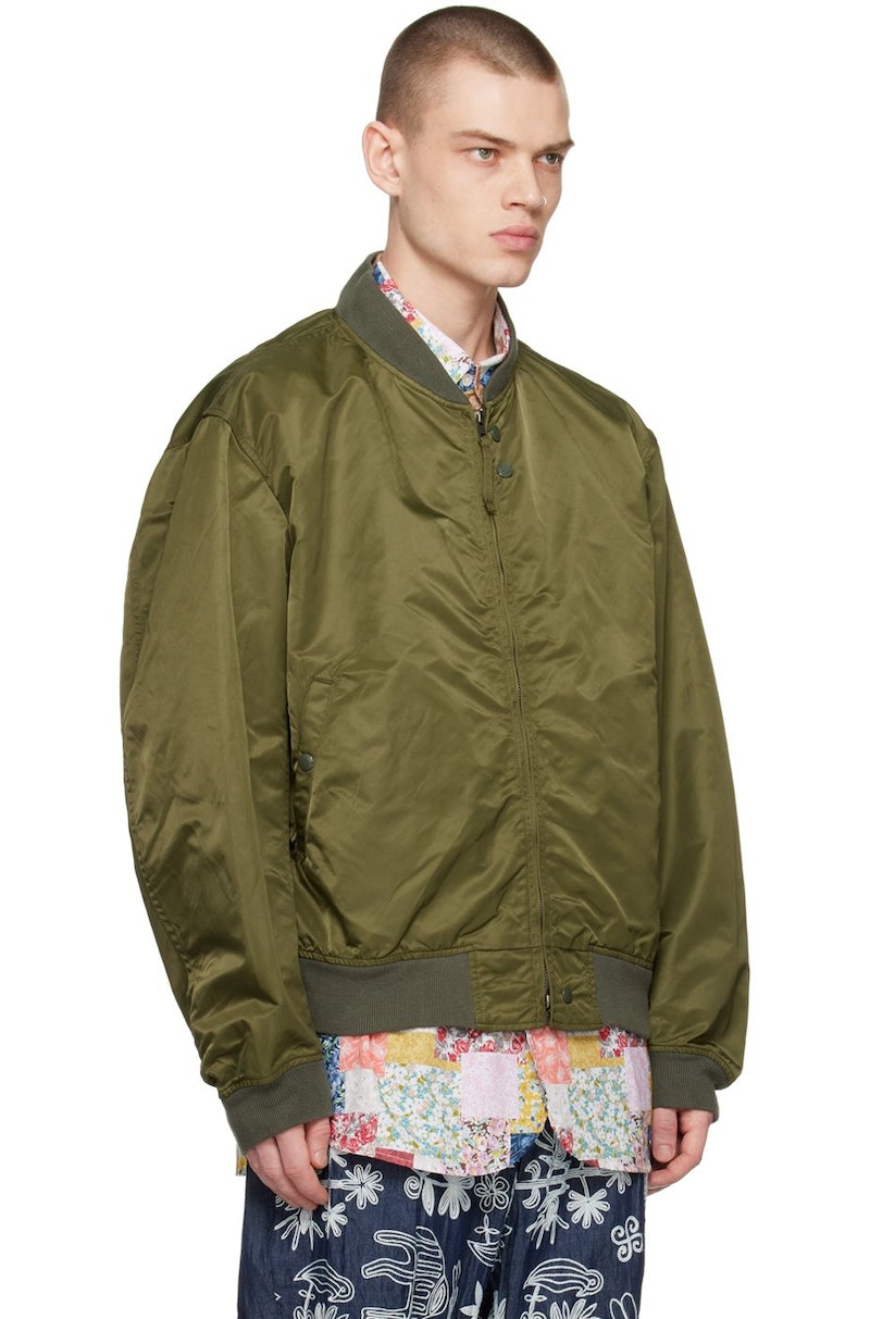 Engineered Garments Rib Trim Bomber Jacket - Khaki | Garmentory