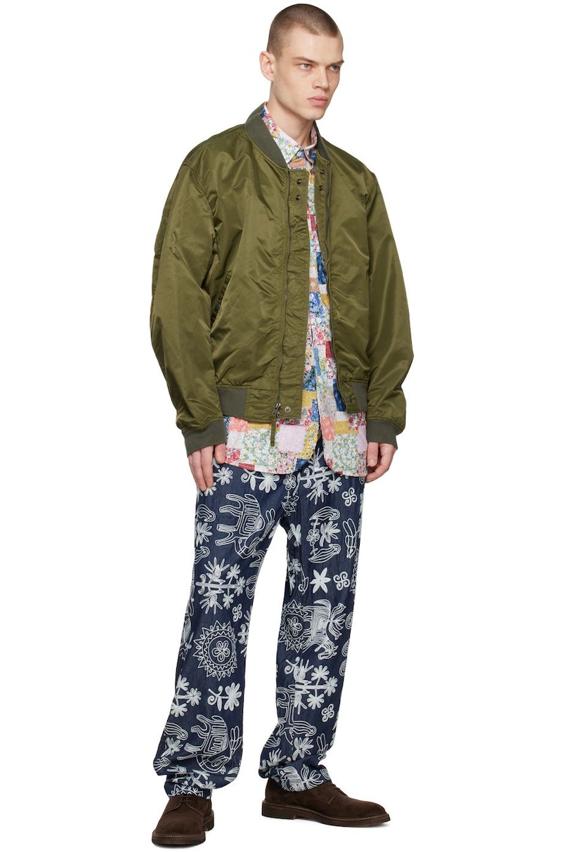 Engineered Garments Rib Trim Bomber Jacket - Khaki | Garmentory