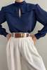 Vintage Tar Flap Long Sleeve Blouse - Navy | Garmentory