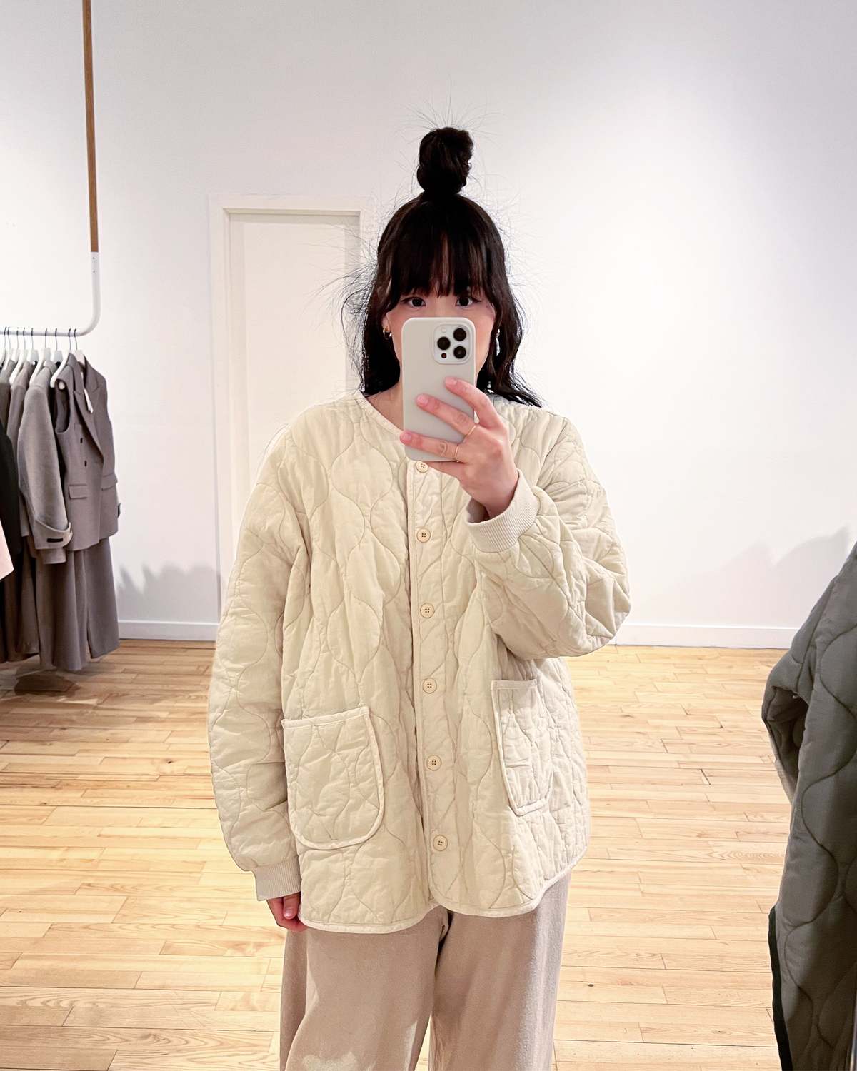 Korean Assembly Quilt Jacket - Beige | Garmentory