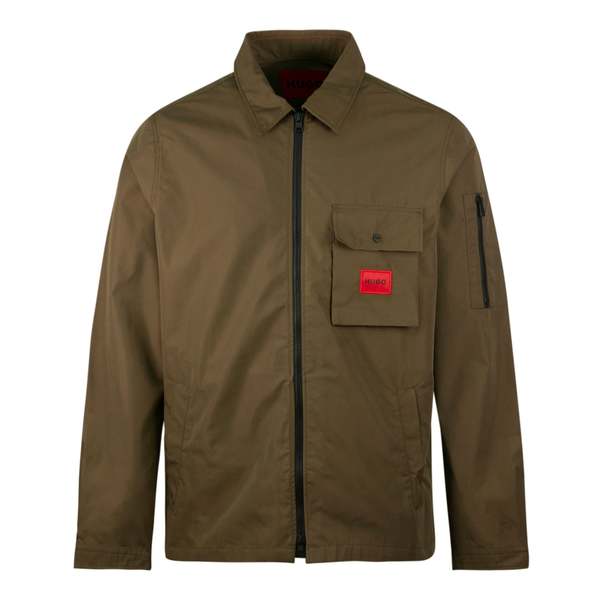 Hugo Boss Emmond Zip Overshirt - Olive | Garmentory